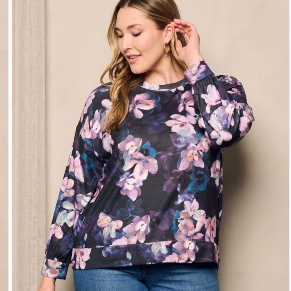 greige | Tops | Live 2724 Cst Greige Plus Size Floral Long Sleeve Super ...